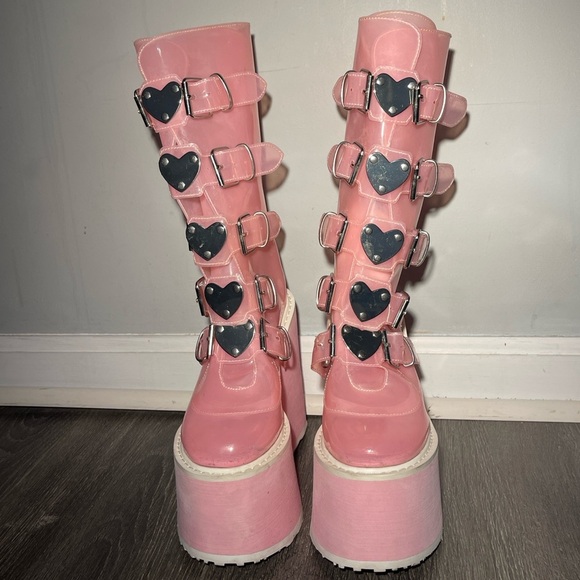 Demonia | Shoes | Demonia Lovesick Clear Vinyl Mid Calf Platform Boots ...